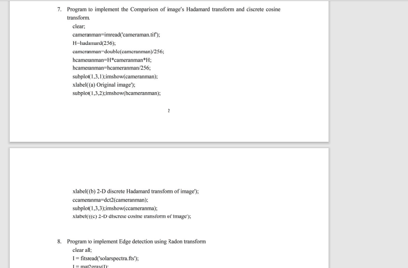 Solved Experiment 2 Image transform Experimental objective | Chegg.com