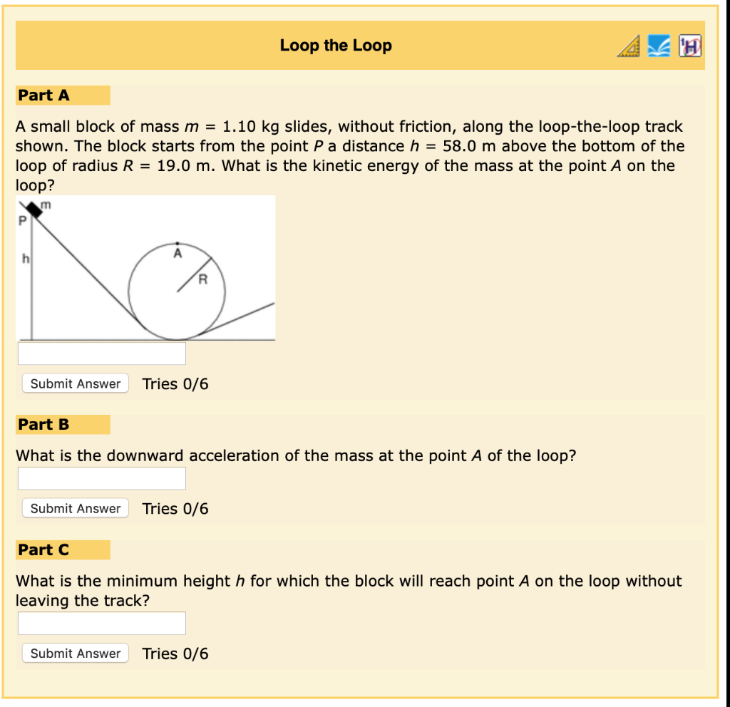 Solved Loop the Loop Part A A small block of mass m 1.10 kg | Chegg.com