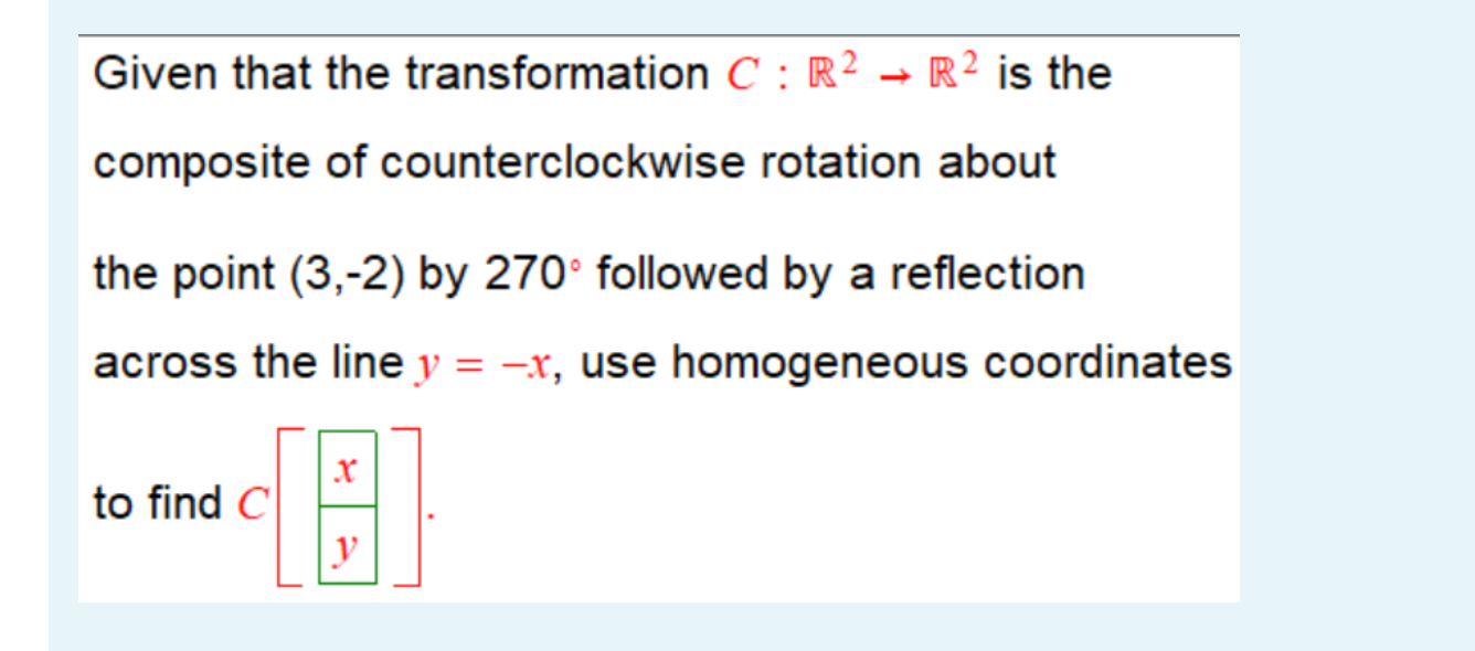 Solved Given that the transformation C:R2→R2 is the | Chegg.com