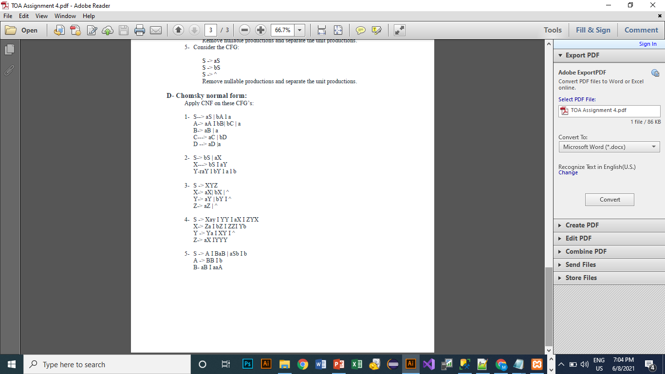 Solved TOA Assignment 4.pdf - Adobe Reader File Edit View | Chegg.com