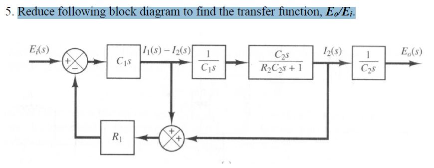 Solved 5. Reduce following block diagram to find the | Chegg.com