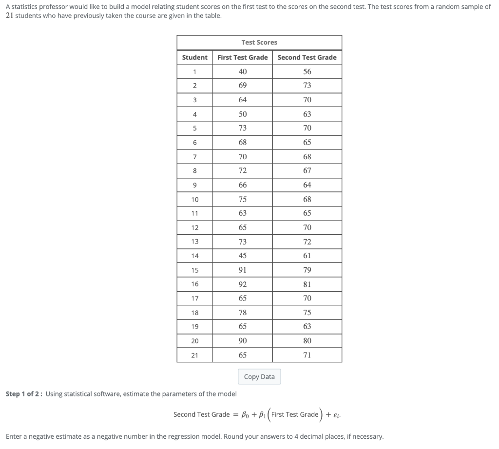 Solved A statistics professor would like to build a model | Chegg.com