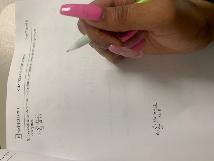 Solved ut of CHACKMAN MWF 3:30pm B MATH 212 (191) 5. For | Chegg.com