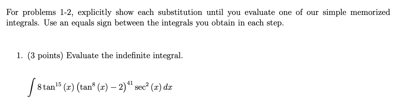 Solved For problems 1-2, explicitly show each substitution | Chegg.com