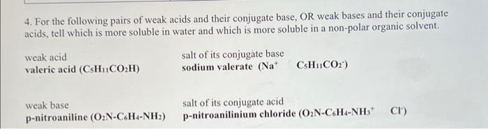Solved 4. For the following pairs of weak acids and their | Chegg.com