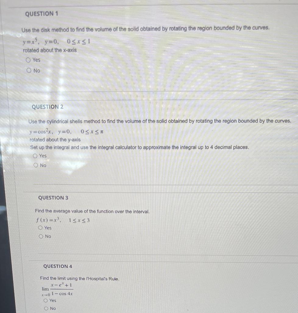 Solved QUESTION 1 Use the disk method to find the volume of | Chegg.com