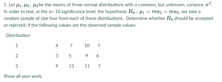Solved 1. Let M1, M2, M3 be the means of three normal | Chegg.com