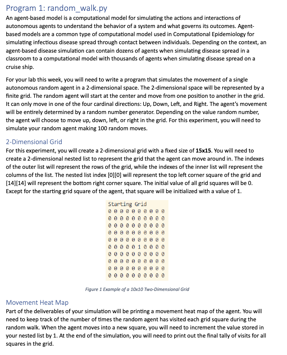 Solved Program 1: random_walk.py An agent-based model is a | Chegg.com