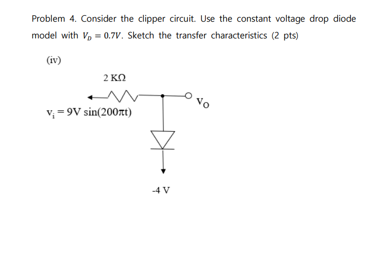 Solved Problem 4. Consider the clipper circuit. Use the | Chegg.com