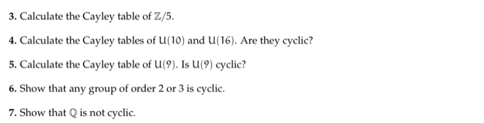 Solved Calculate the Cayley table of Z/5. Calculate the | Chegg.com