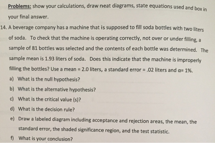 Solved A beverage company has a machine that is supposed to | Chegg.com