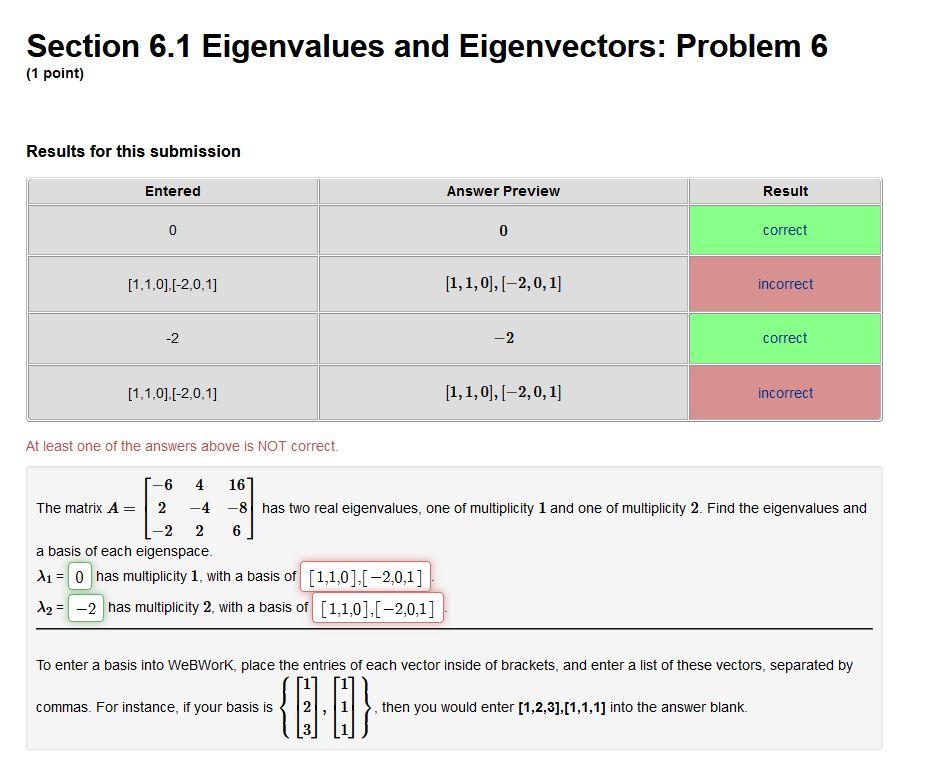 Solved Section 6.1 Eigenvalues and Eigenvectors: Problem 6 | Chegg.com