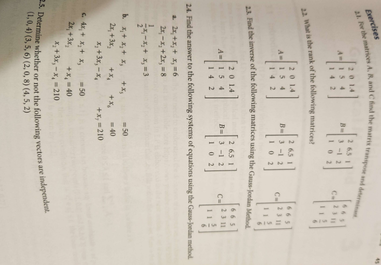 Solved 2.1. For the matrices A,B, and C find the matrix | Chegg.com