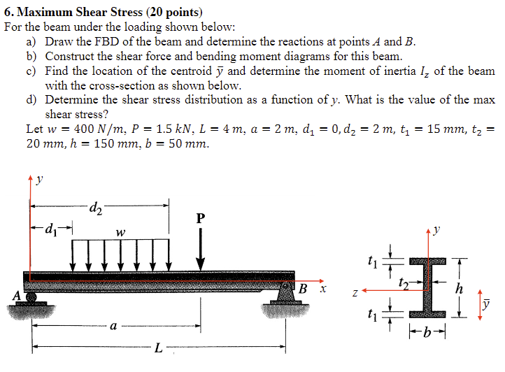 6. Maximum Shear Stress ( 20 points) For the beam | Chegg.com