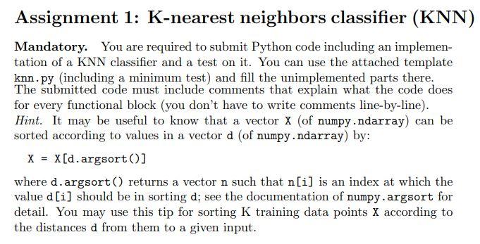 Solved The code must NOT use the KNN algorithm in any | Chegg.com