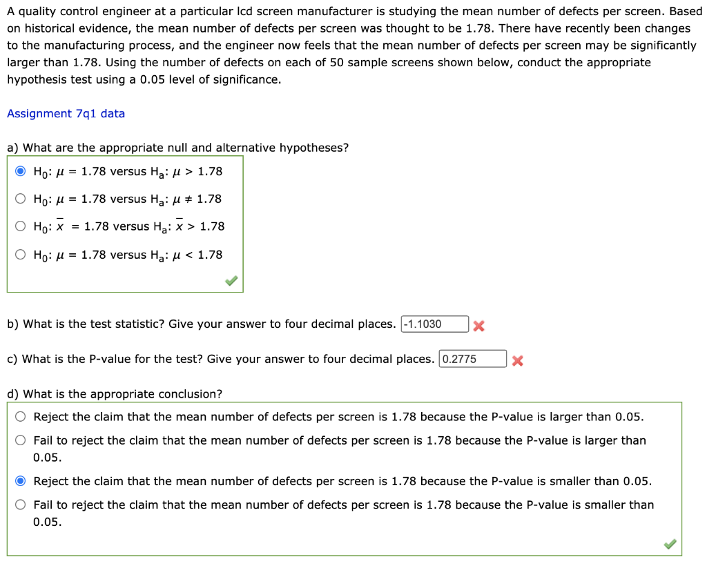 Solved A quality control engineer at a particular Icd screen | Chegg.com
