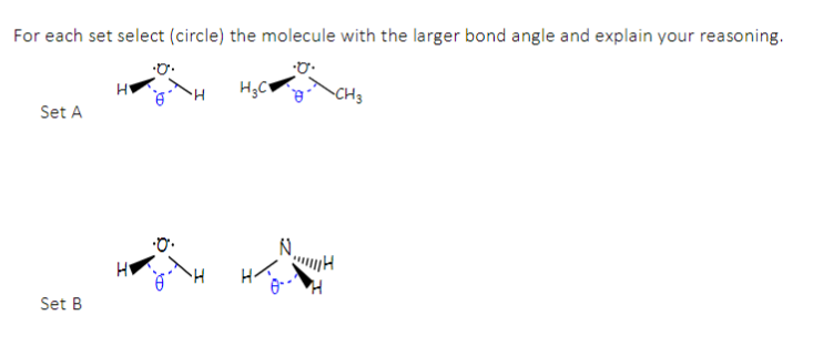 Solved For each set select (circle) the molecule with the | Chegg.com