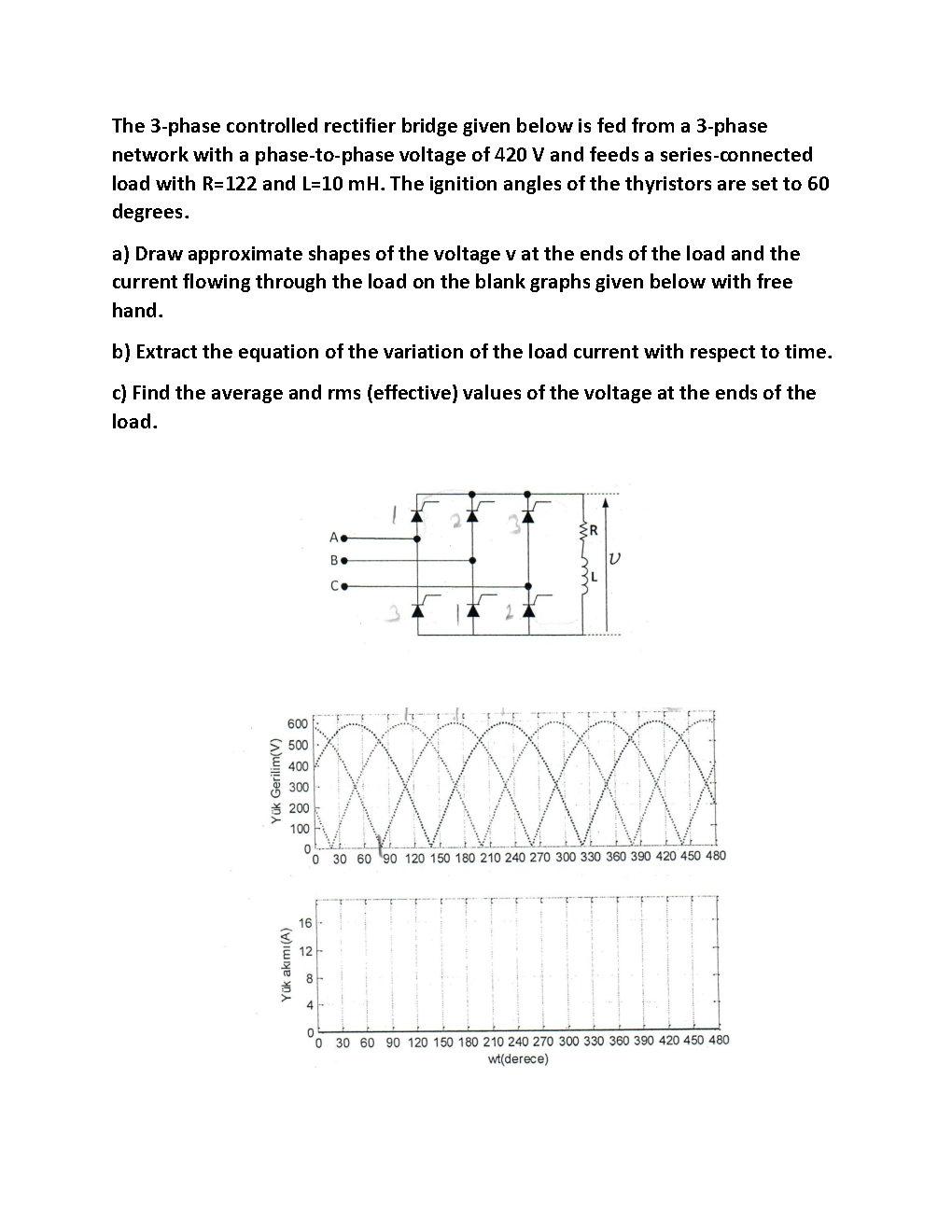 Solved The 3-phase controlled rectifier bridge given below | Chegg.com
