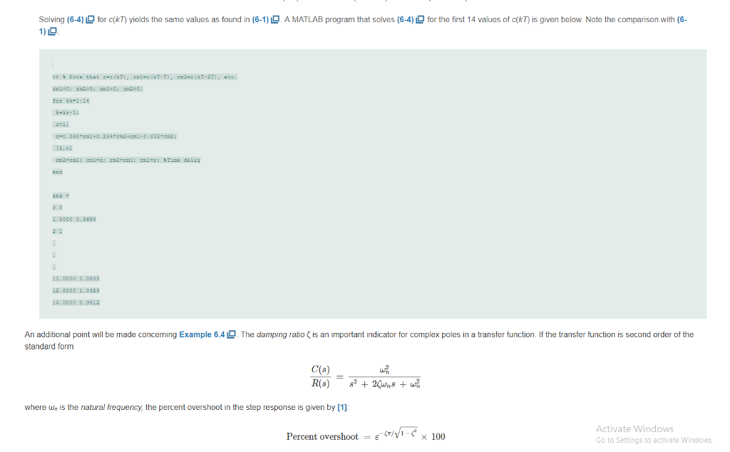 Solved Example 6.4 The system for this example is shown in | Chegg.com