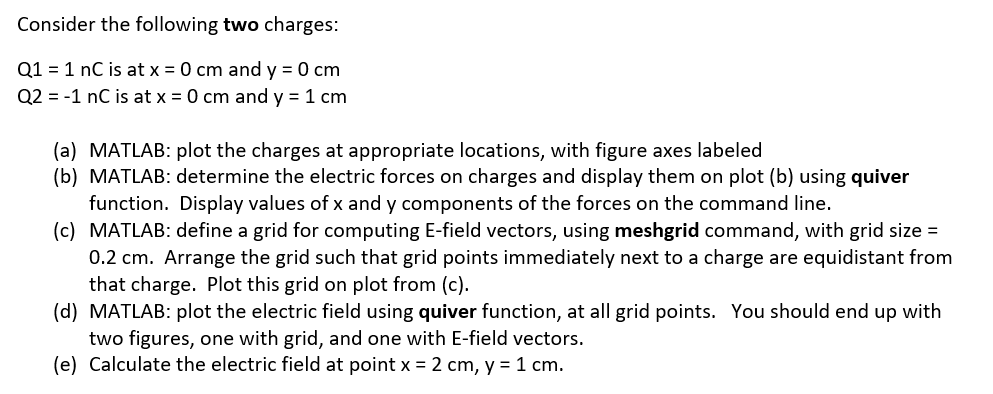 Solved Consider the following two charges: Q1=1nC is at x=0 | Chegg.com
