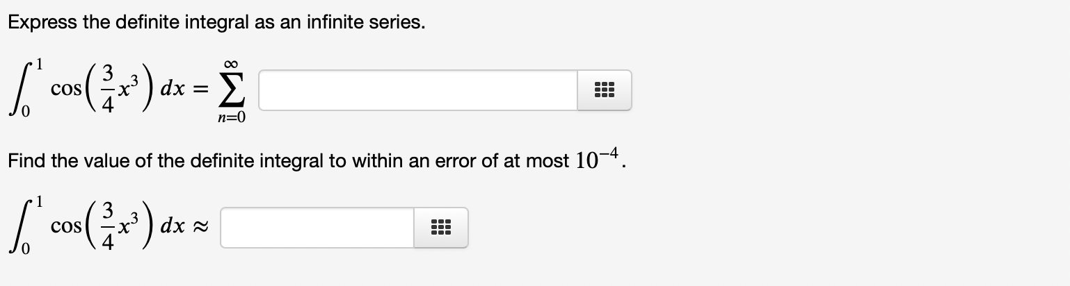 Solved Express the definite integral as an infinite series. | Chegg.com