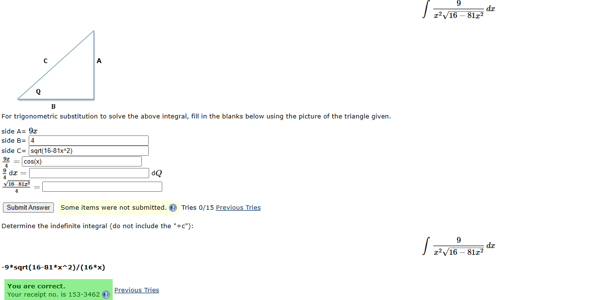 Solved ∫﻿﻿9x216-81x22dxFor trigonometric substitution to | Chegg.com