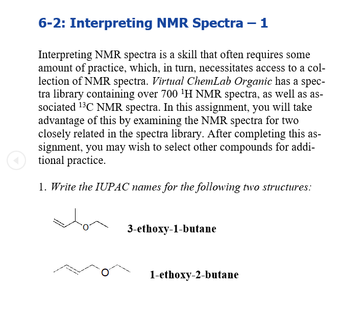 Solved 6-2: Interpreting NMR Spectra - 1 Interpreting NMR | Chegg.com