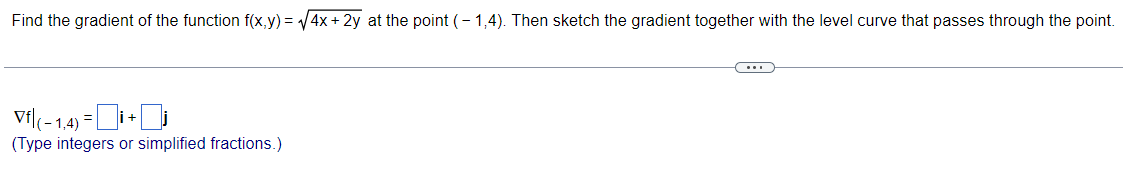 Solved Find the gradient of the function f(x,y)=4x+2y at the | Chegg.com