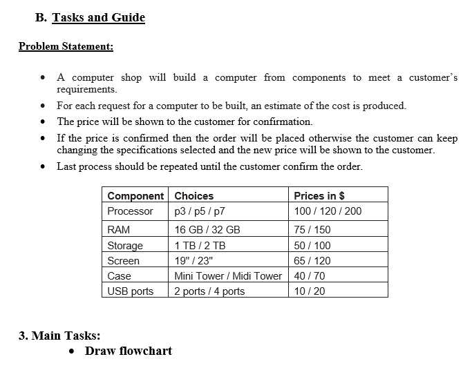 Solved B. Tasks and Guide Problem Statement: • A computer | Chegg.com