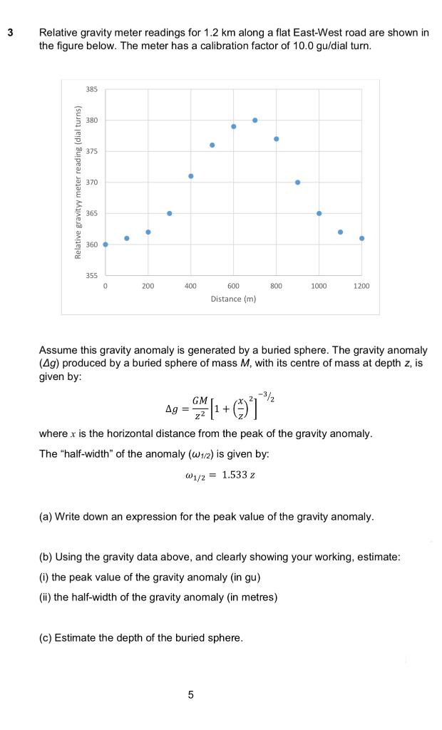 Solved 3 Relative gravity meter readings for 1.2 km along a | Chegg.com