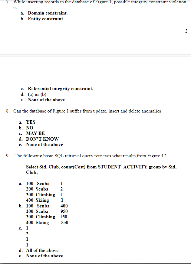 Solved 1. To delete a database table called STUDENT from | Chegg.com