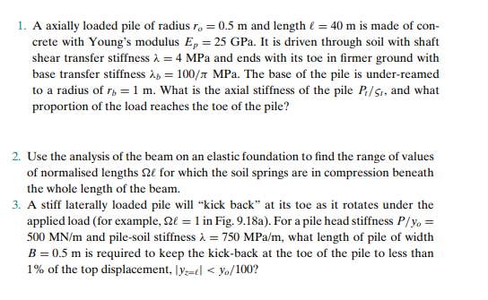 Solved 1. A axially loaded pile of radius ro=0.5 m and | Chegg.com