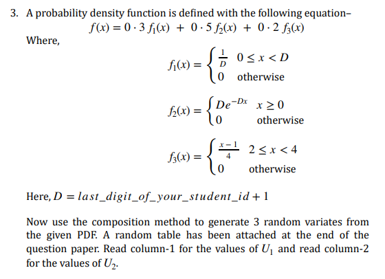 3. A probability density function is defined with the | Chegg.com