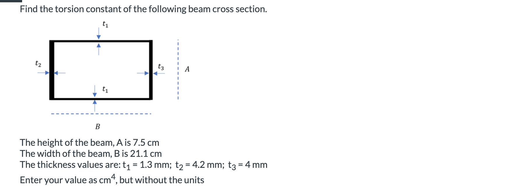 Solved Find the torsion constant of the following beam cross | Chegg.com