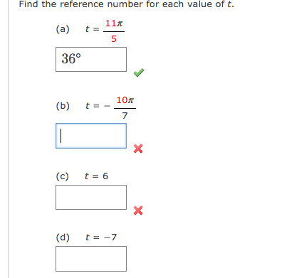 Solved Find the reference number for each value of t. (a) | Chegg.com