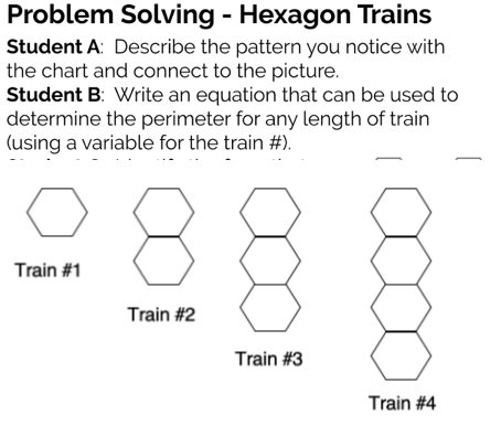 Solved Problem Solving - Hexagon Trains Student A: Describe | Chegg.com