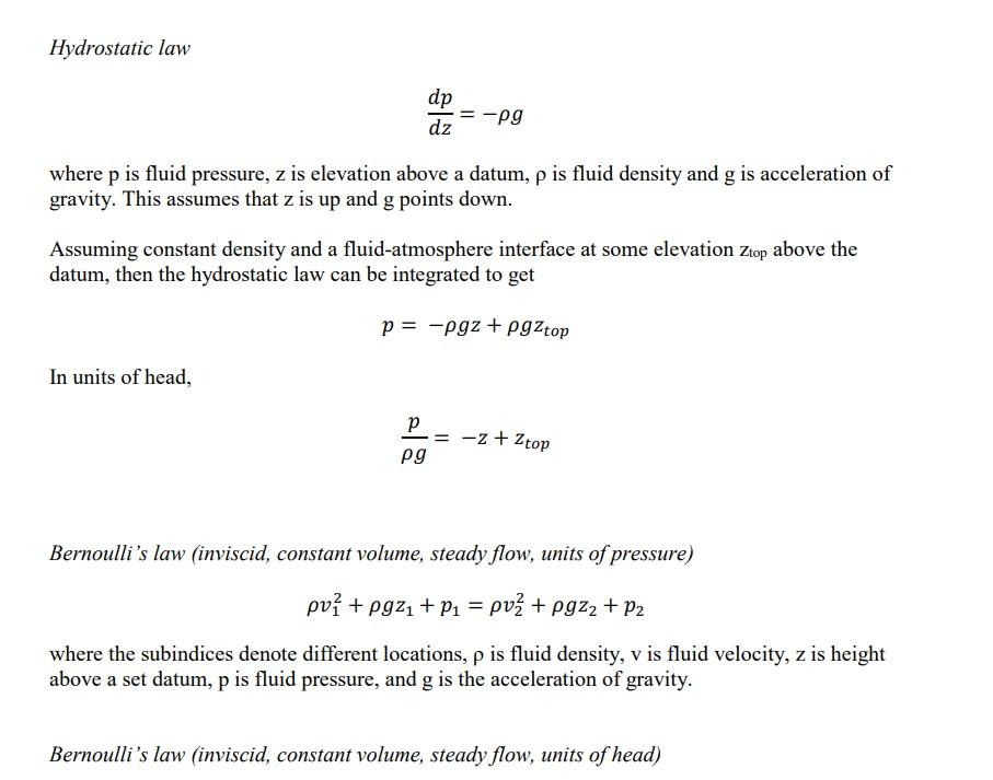 Solved Hello, I am working on a study guide in hydrostatic | Chegg.com