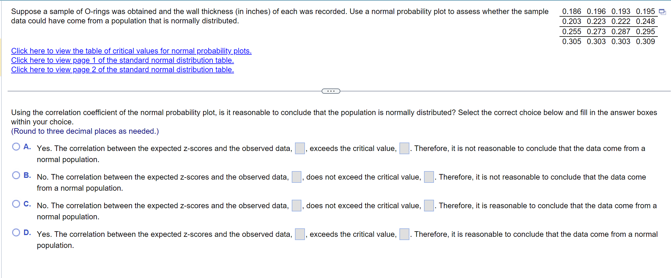 Solved Suppose a sample of O-rings was obtained and the wall | Chegg.com