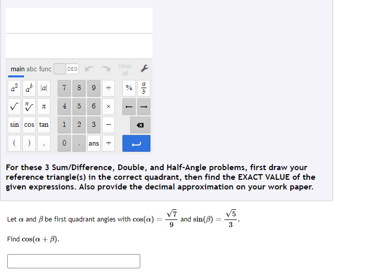 Solved For these 3 Sum/Difference, Double, and Half-Angle | Chegg.com