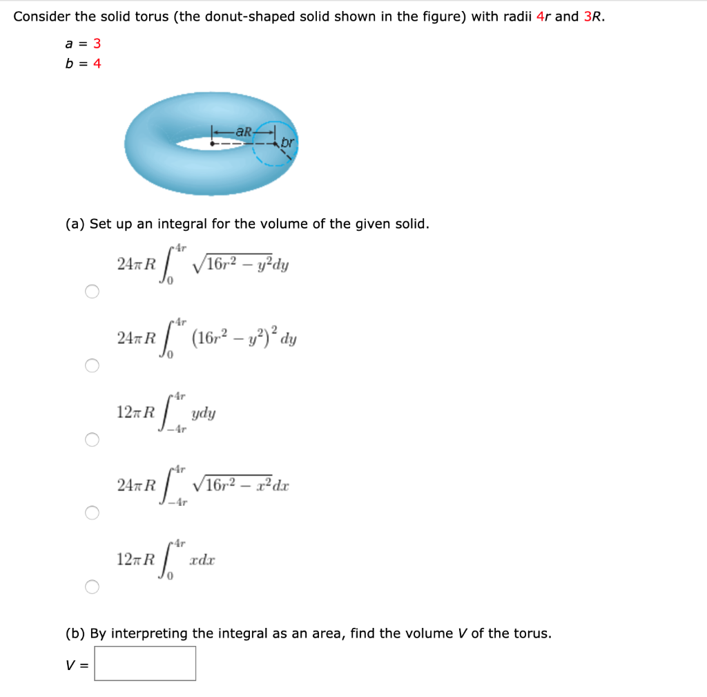 Solved Consider the solid torus (the donut-shaped solid | Chegg.com
