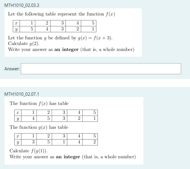 Solved MTH1010_02.03.3 Let the following table represent the | Chegg.com