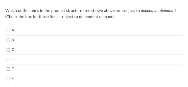 Solved The product structure tree shown below applies to the | Chegg.com