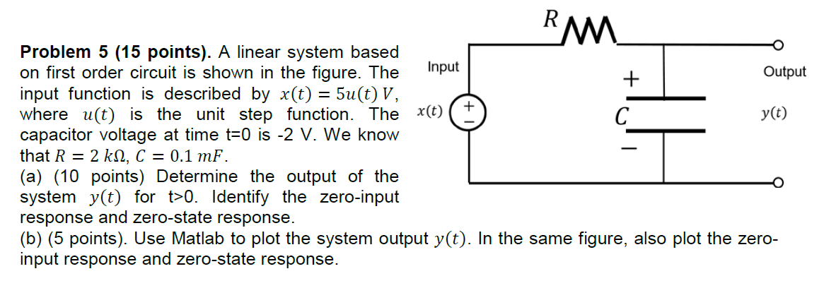 Solved +10 y(t) Problem 5 (15 points). A linear system based | Chegg.com