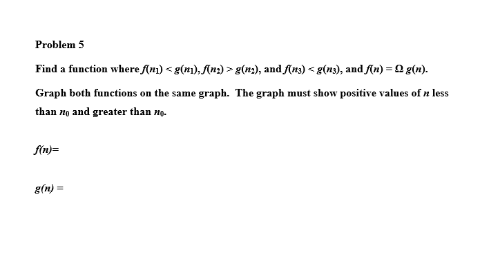 Solved Find a function where f(n1) | Chegg.com