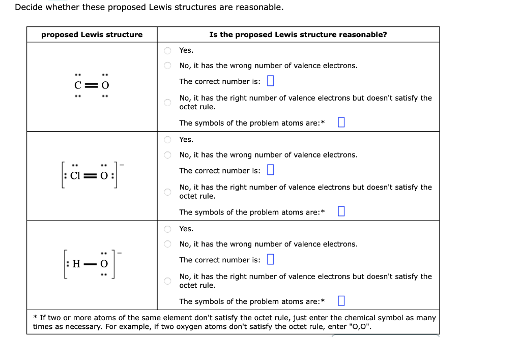 Solved Decide whether these proposed Lewis structures are | Chegg.com