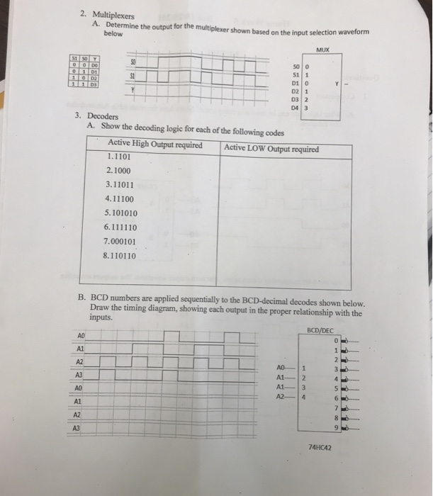 Solved 2. Multiplexers Determine the output for the | Chegg.com