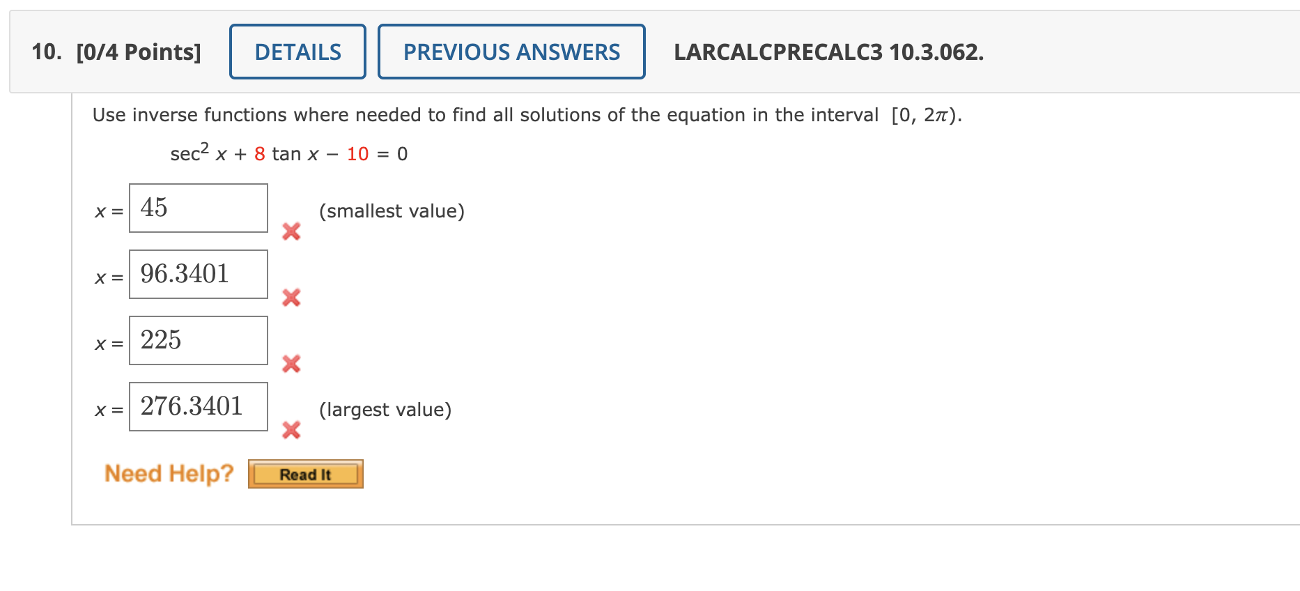 Solved Use inverse functions where needed to find all | Chegg.com