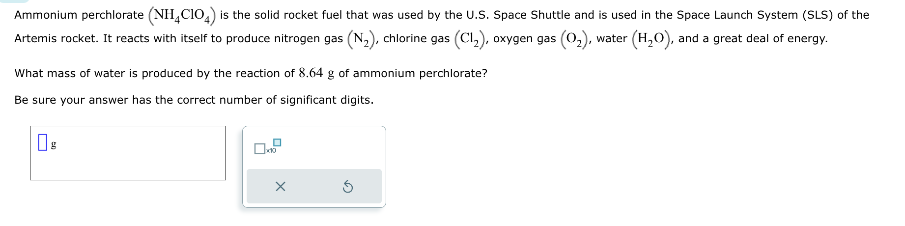 Solved Ammonium perchlorate (NH4ClO4) is the solid rocket | Chegg.com
