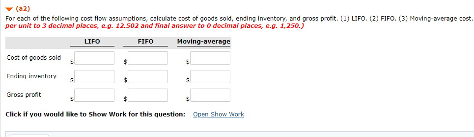 Solved Problem 6-08A a1-a2 (Part Level Submission) Crane | Chegg.com