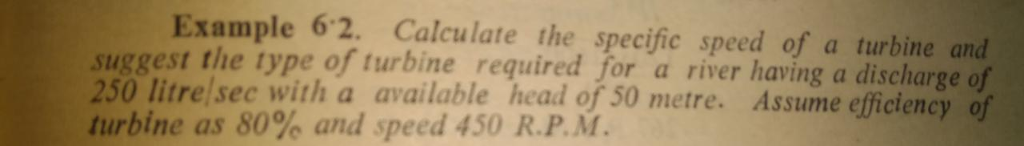 Solved Example 6 2. Calculate the specific speed of a | Chegg.com